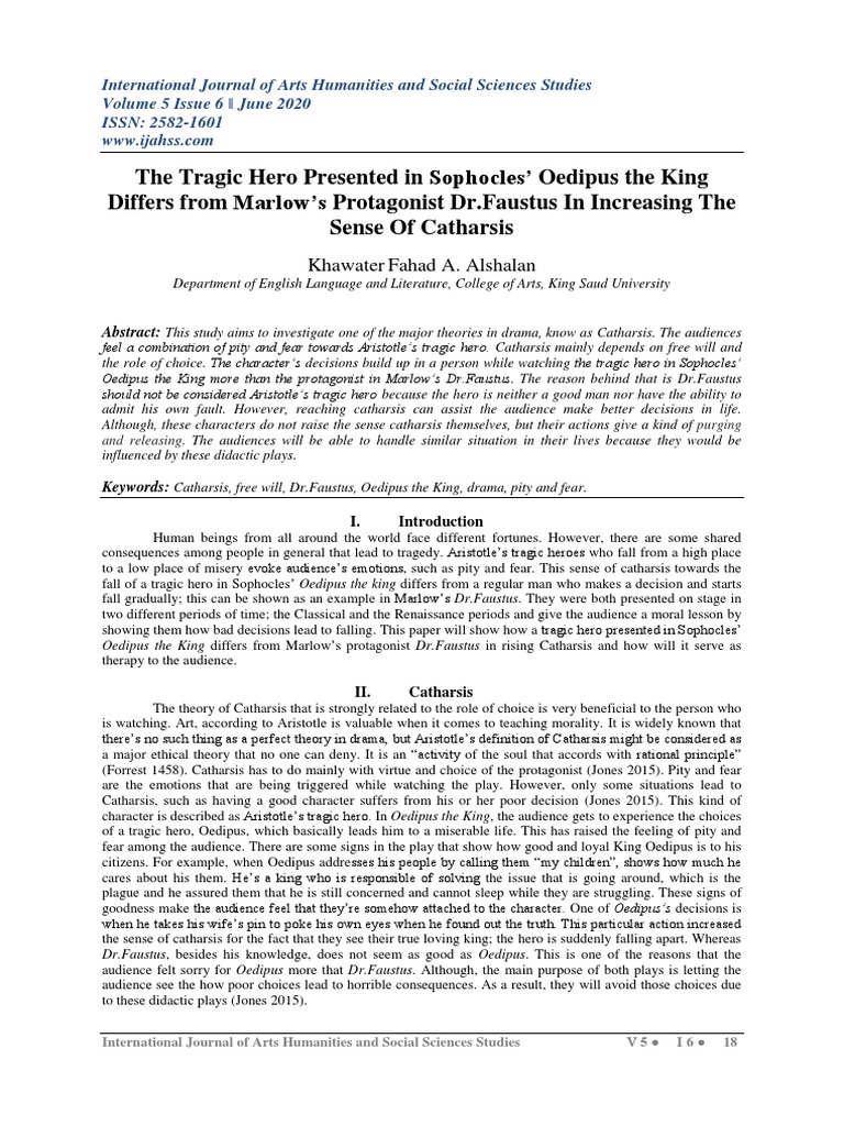 The Tragic Hero Presented in Sophocles' Oedipus The King Differs From ...