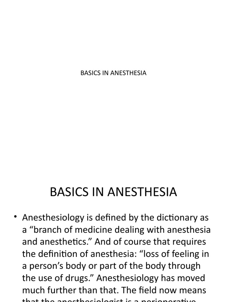 Basics Anesthesia | PDF