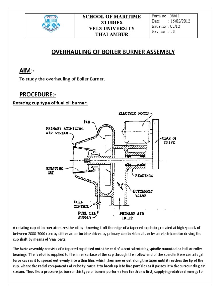 Overhauling of Boiler Burner Assembly AIM | PDF | Furnace | Aerosol