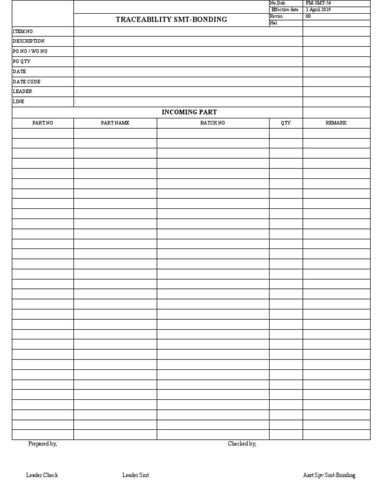 SMT Bonding Traceability Document | PDF