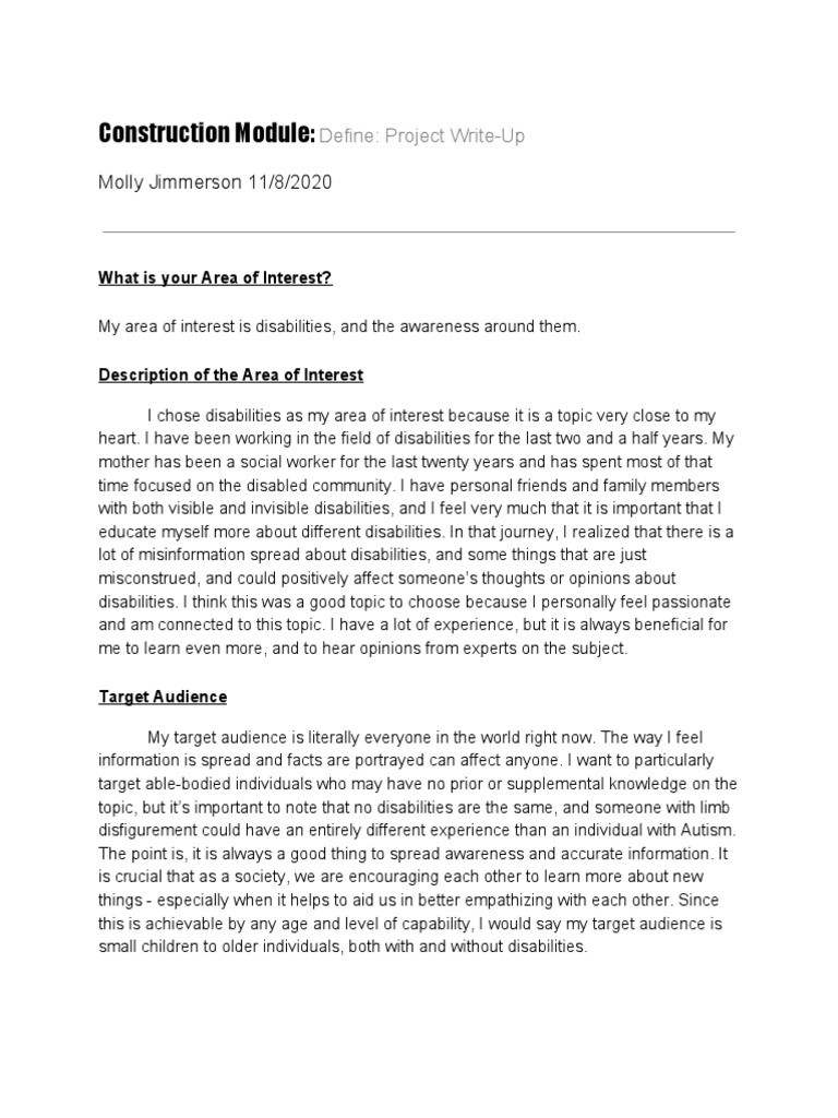Project Write-Up Template | PDF | Empathy | Disability