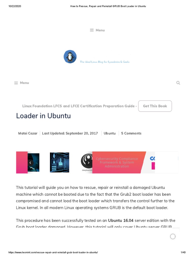 How To Rescue, Repair and Reinstall GRUB Boot Loader in Ubuntu | PDF ...