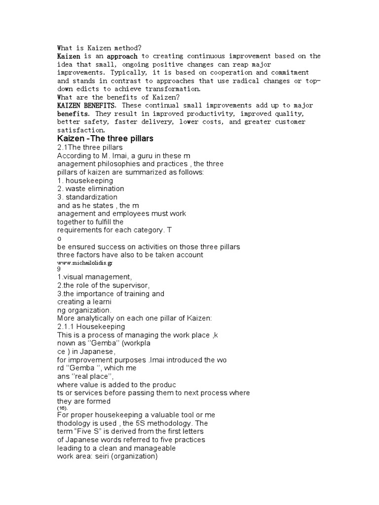 Kaizen Method: Continuous Improvement Through Small Changes | PDF ...