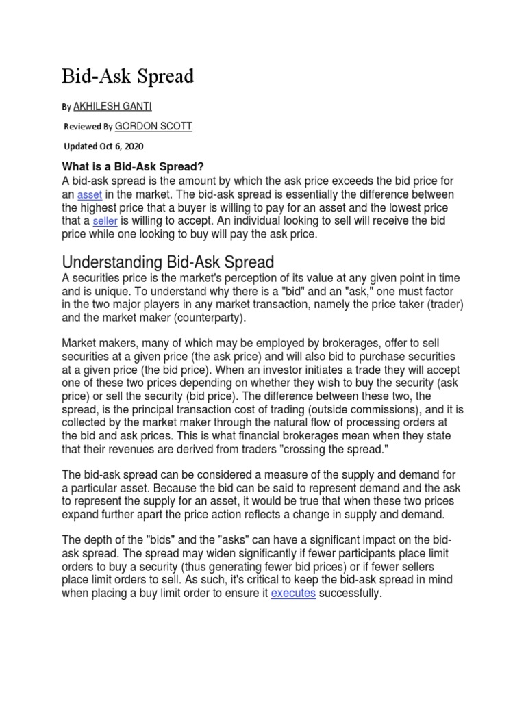 Understanding Bid-Ask Spread | PDF | Market Liquidity | Market Maker