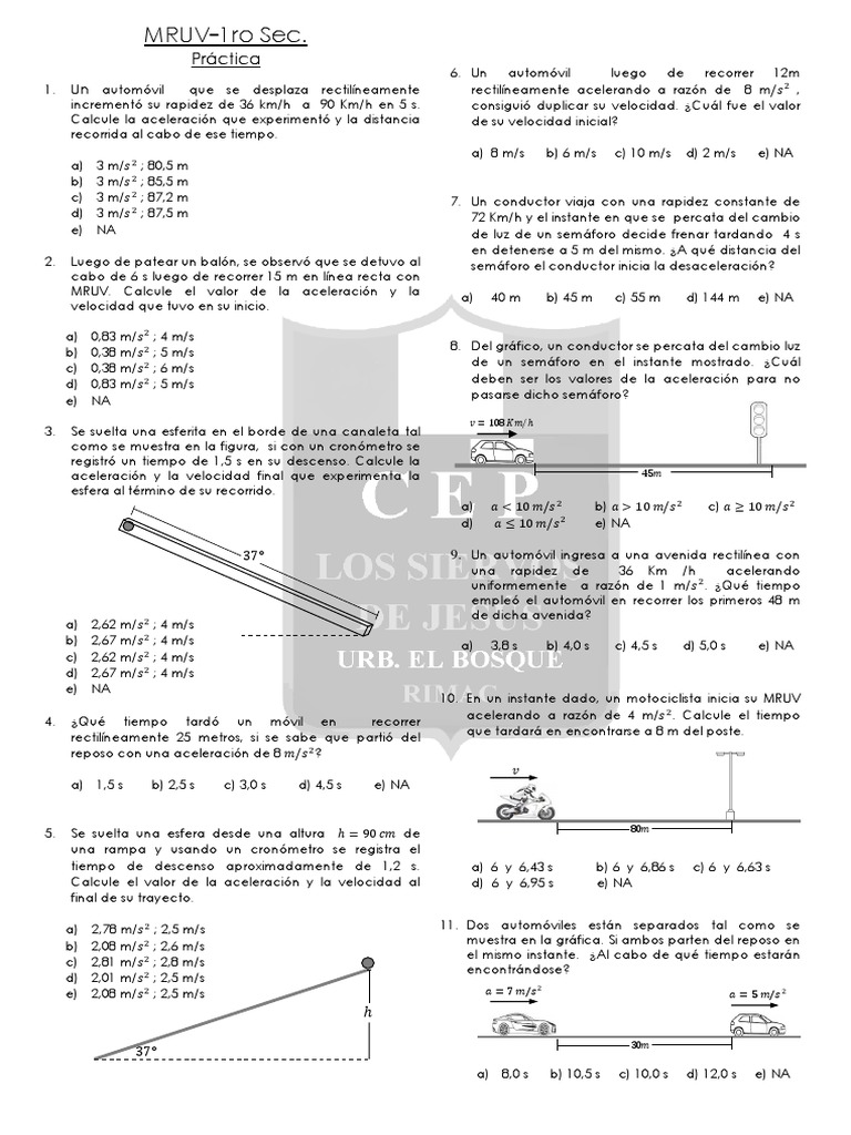 Mruv Tarea Fisica PDF | PDF | Cinemática | Fuerza