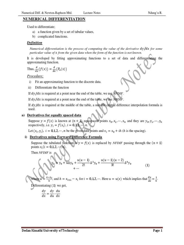 Numerical Differentiation & Newton-Raphson | PDF | Derivative ...