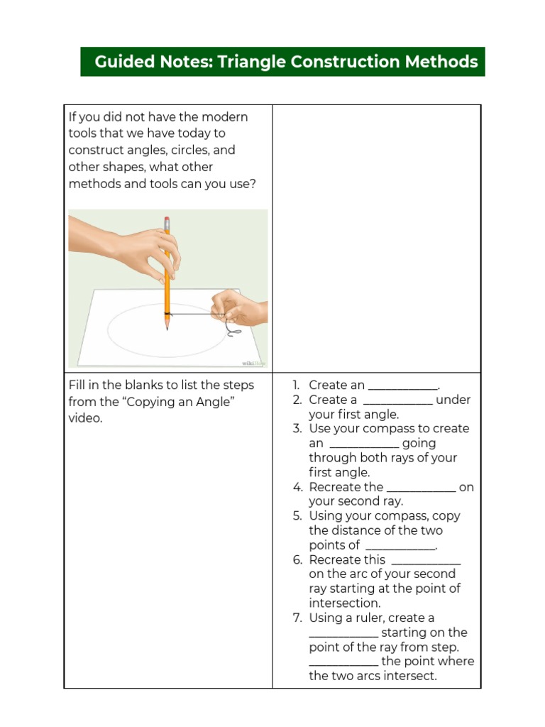 Guided Notes Triangle Construction Methods | PDF | Triangle | Angle