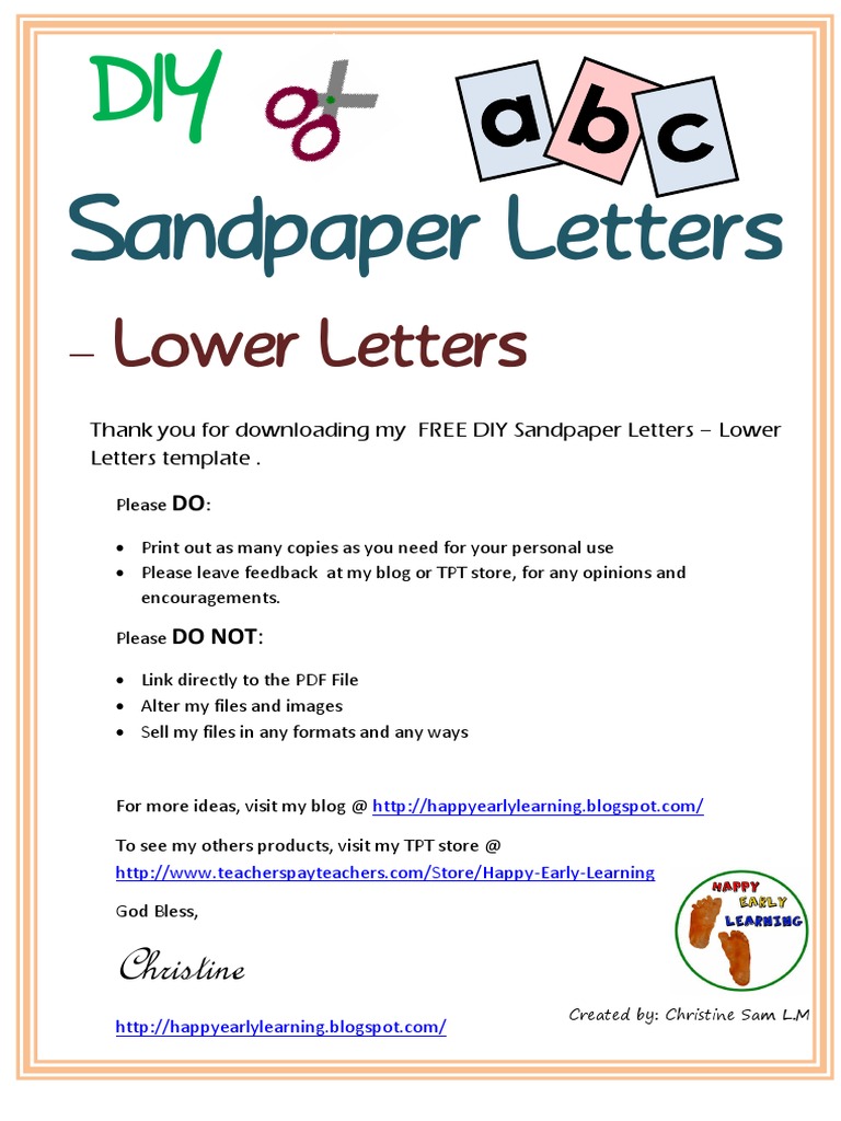 DIY Sandpaper Letters - Lower Letters: A Free Template for Creating ...