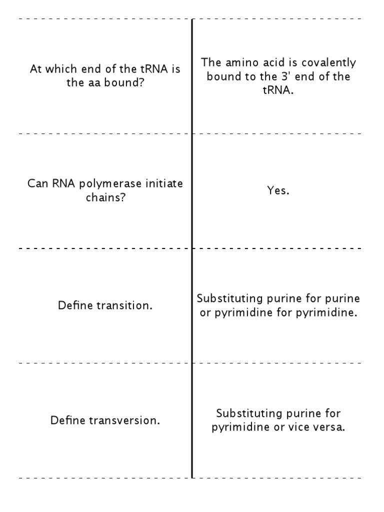 USMLE Flashcards: Biochemistry - Side by Side | PDF | Directionality (Molecular Biology) | Rna
