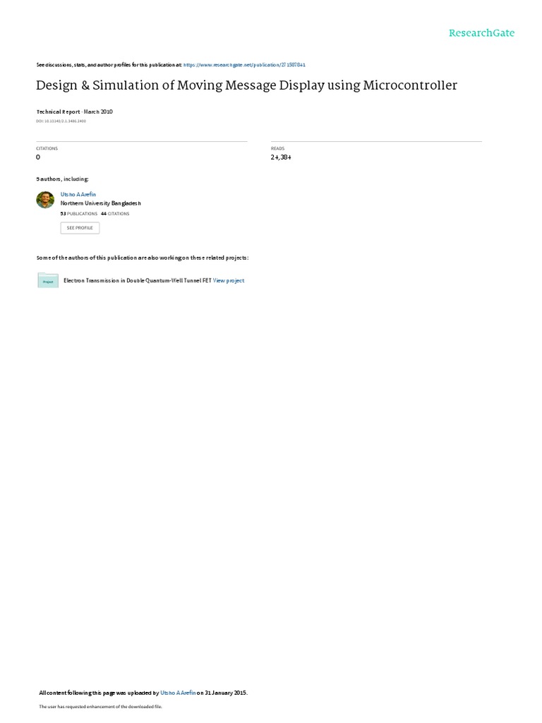 Design And Simulation Of Moving Message Display Using Microcontroller Pdf Real Time Computing