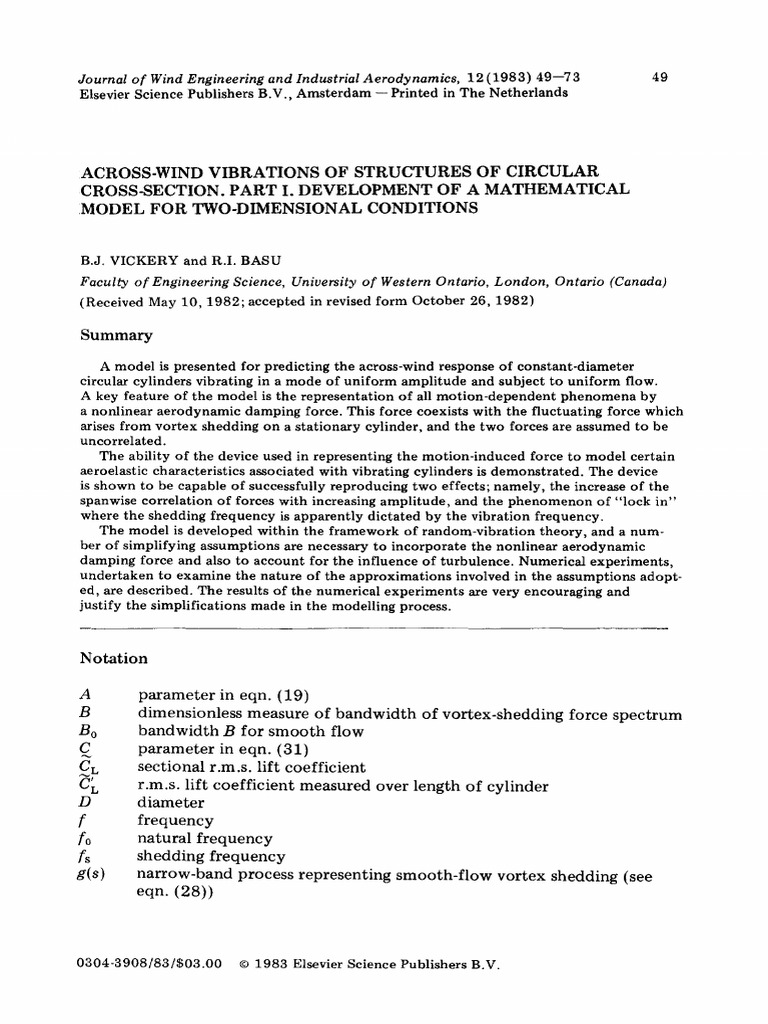 Across Wind Vibrations of Structures of PDF | Download Free PDF | Lift ...