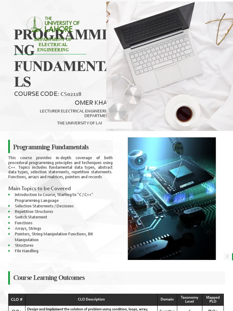 Programmi NG Fundamenta LS: Omer Khan Course Code | PDF | Pointer ...