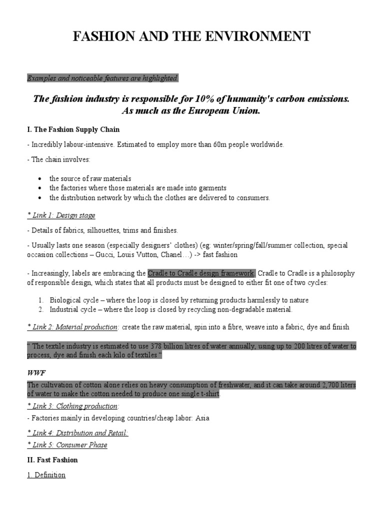 Fashion and The Environment | PDF | Textiles | Clothing