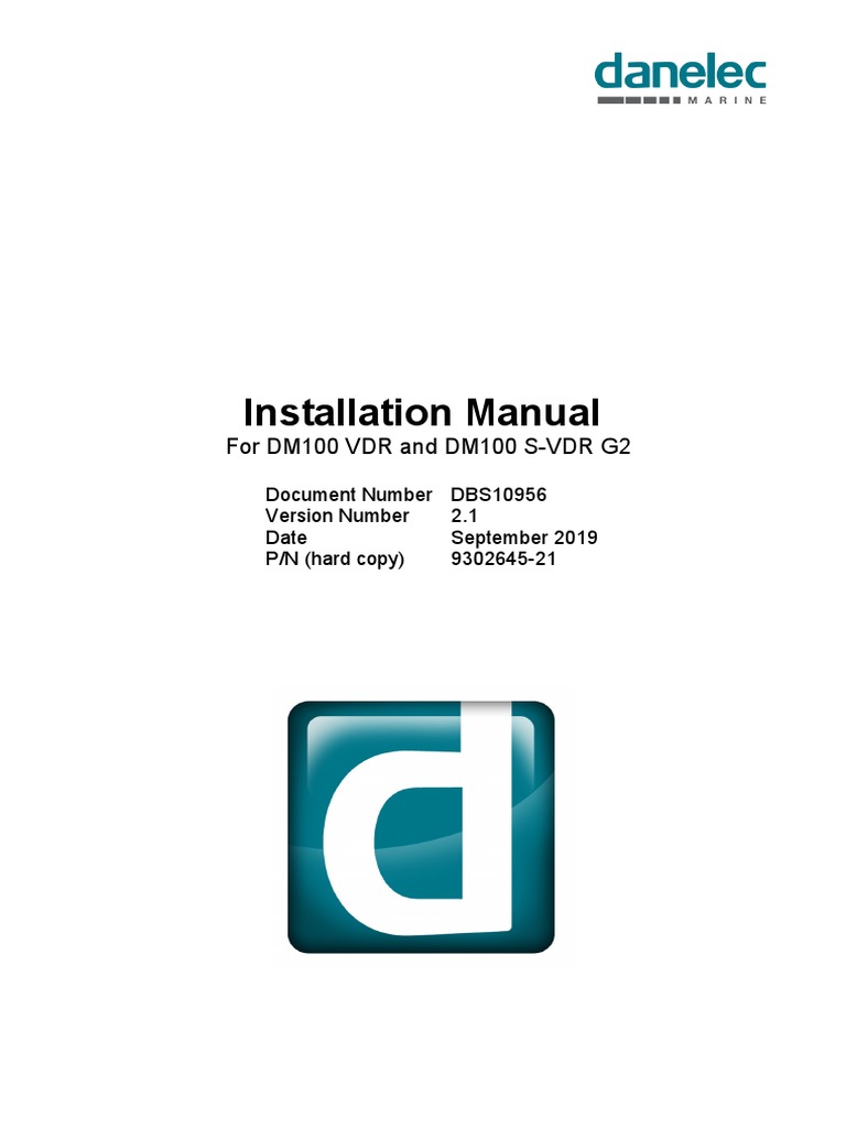 Installation Manual For DM100 VDR and DM100 S-VDR G2 - DBS10956-21 ...
