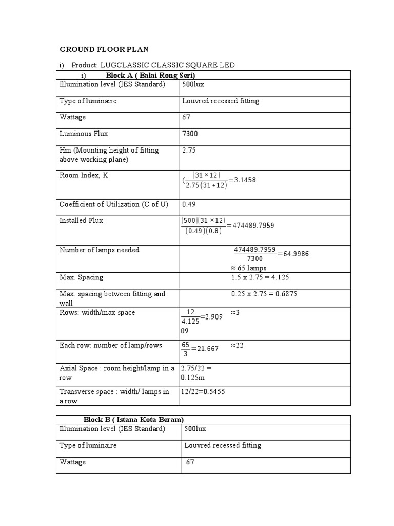 FLOOR PLAN-Lighting Calc | PDF | Lighting | Interior Design