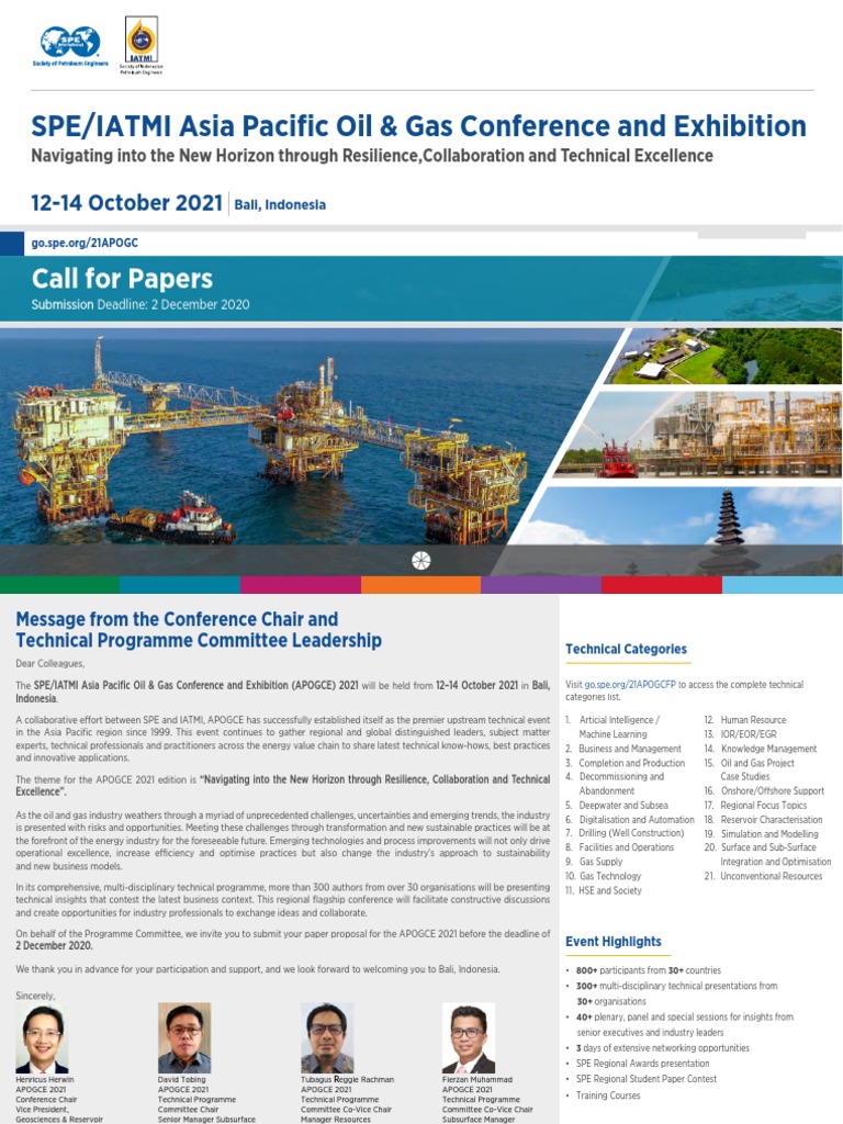 SPE/IATMI Asia Pacific Oil & Gas Conference and Exhibition: Call For ...
