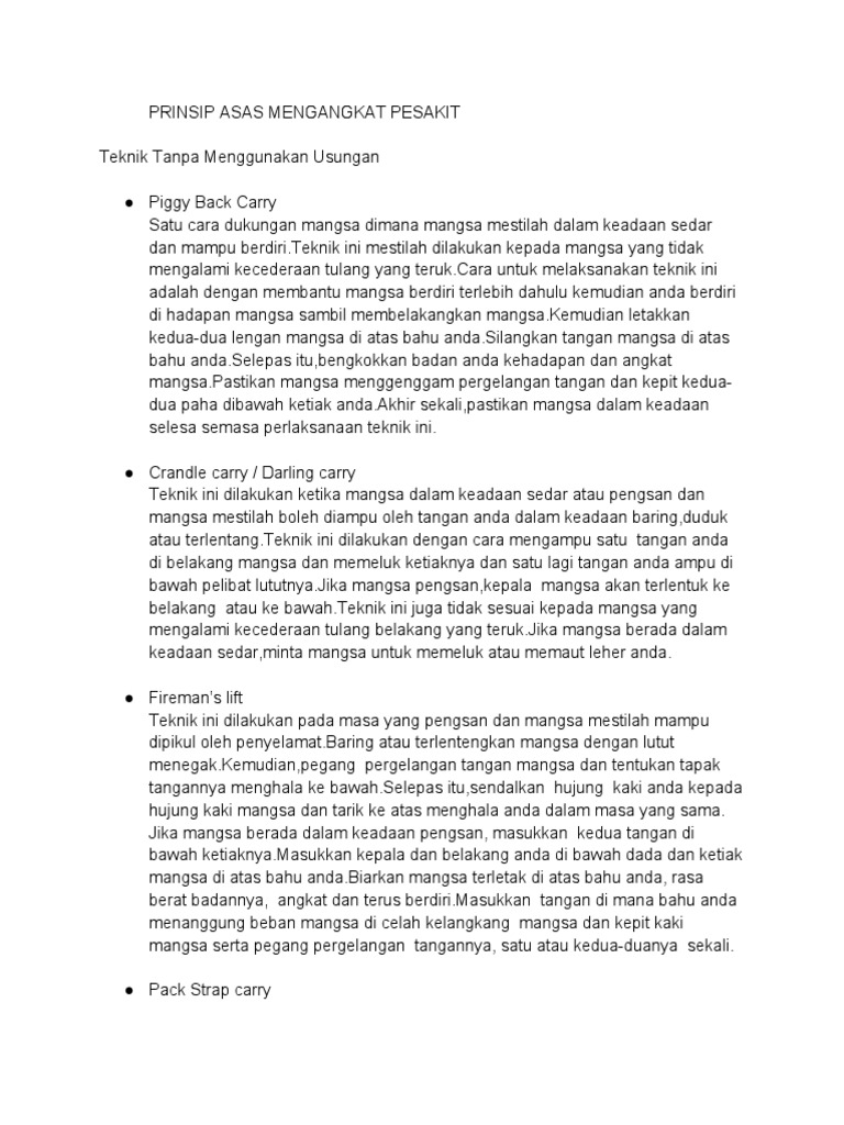 Prinsip Mengangkat Pesakit | PDF