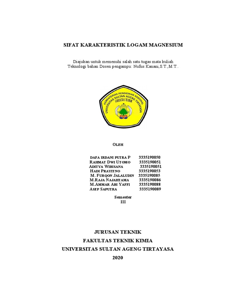 Sifat dan Karakteristik Logam Magnesium | PDF