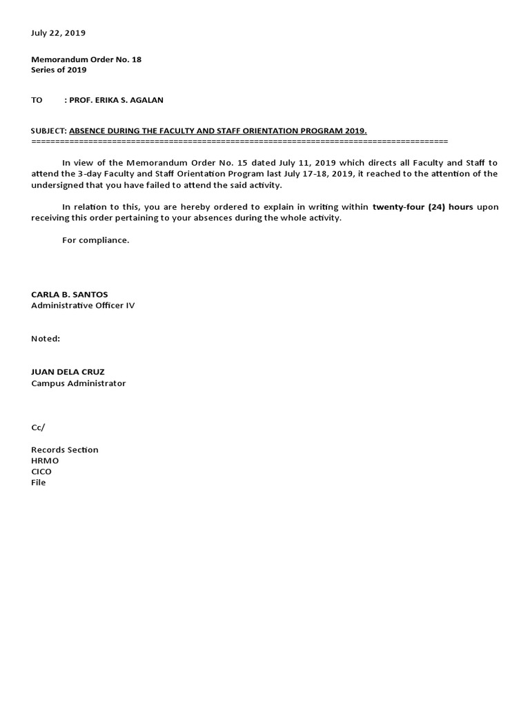 Sample Memorandum Order | PDF