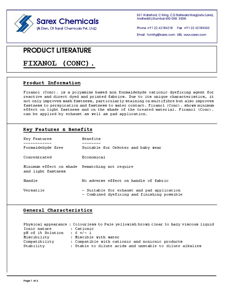 NFDF - Sarex | PDF | Dye | Ion