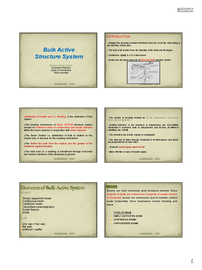 Bulk Active Structure System | PDF | Beam (Structure) | Bending