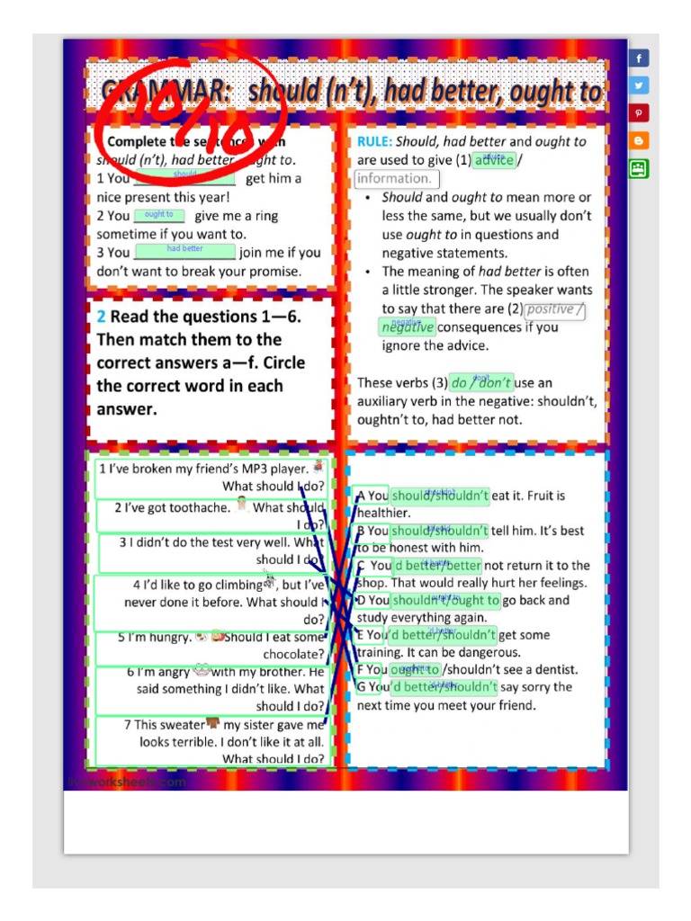 Ejercicio de Should, Ought To, Had Better | PDF