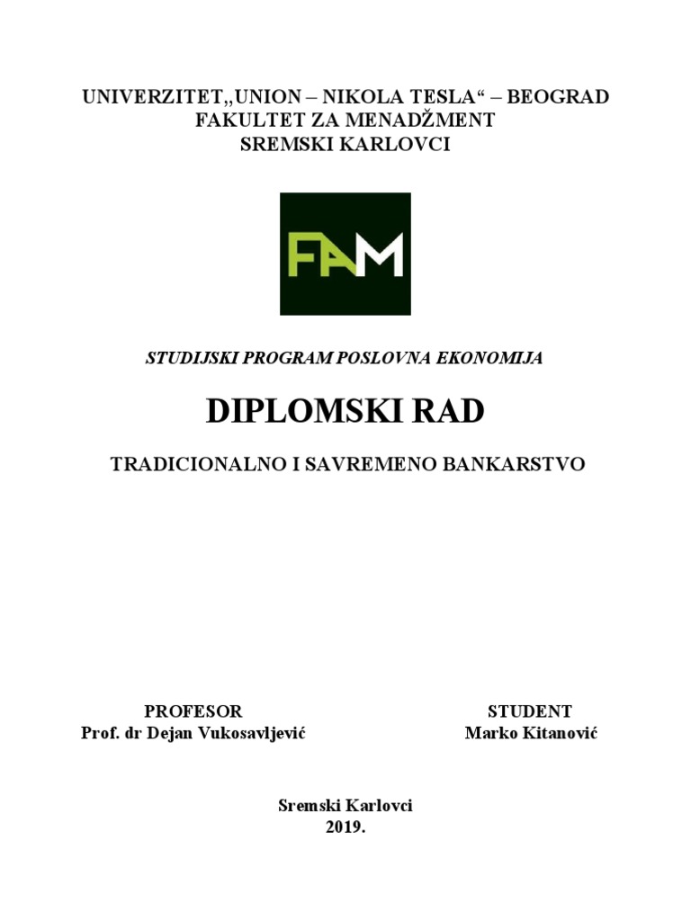 Diplomski Rad: Univerzitet,,Union - Nikola Tesla" - Beograd Fakultet Za ...