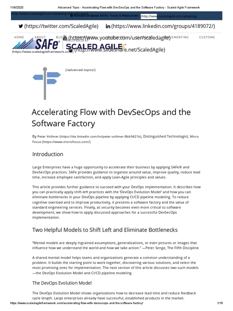 Advanced Topic - Accelerating Flow With DevSecOps and The Software Factory - Scaled Agile ...