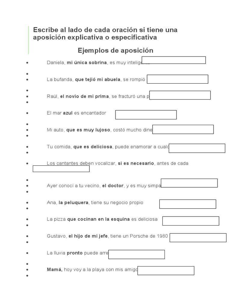 Ejemplos de Aposición Especificativa | PDF