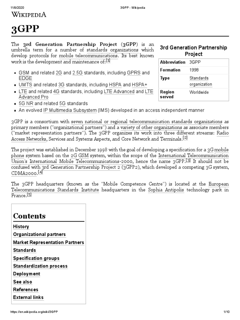 3rd Generation Partnership Project Abbreviation 3gpp Formation Type Region Served Pdf 3 Gpp
