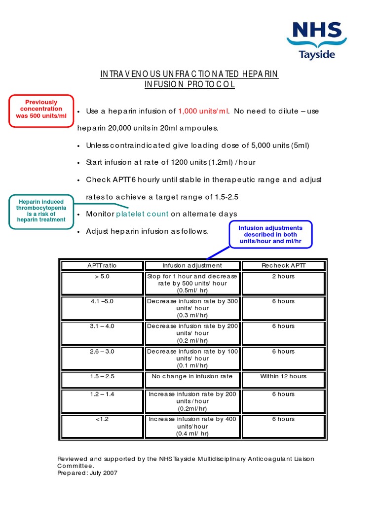 Heparin Infusion Protocol Guidelines | PDF | Intravenous Therapy ...