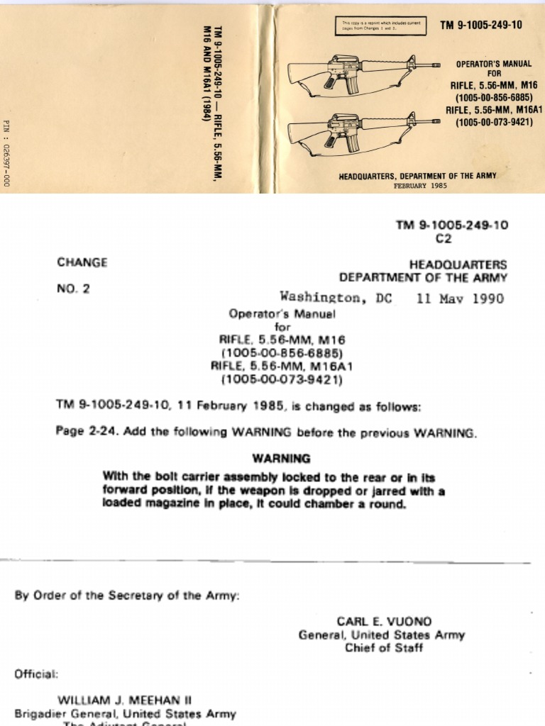 TM 9-1005-249-10 Operator's Manual For Rifle 5.56mm M16 and Rifle 5 ...