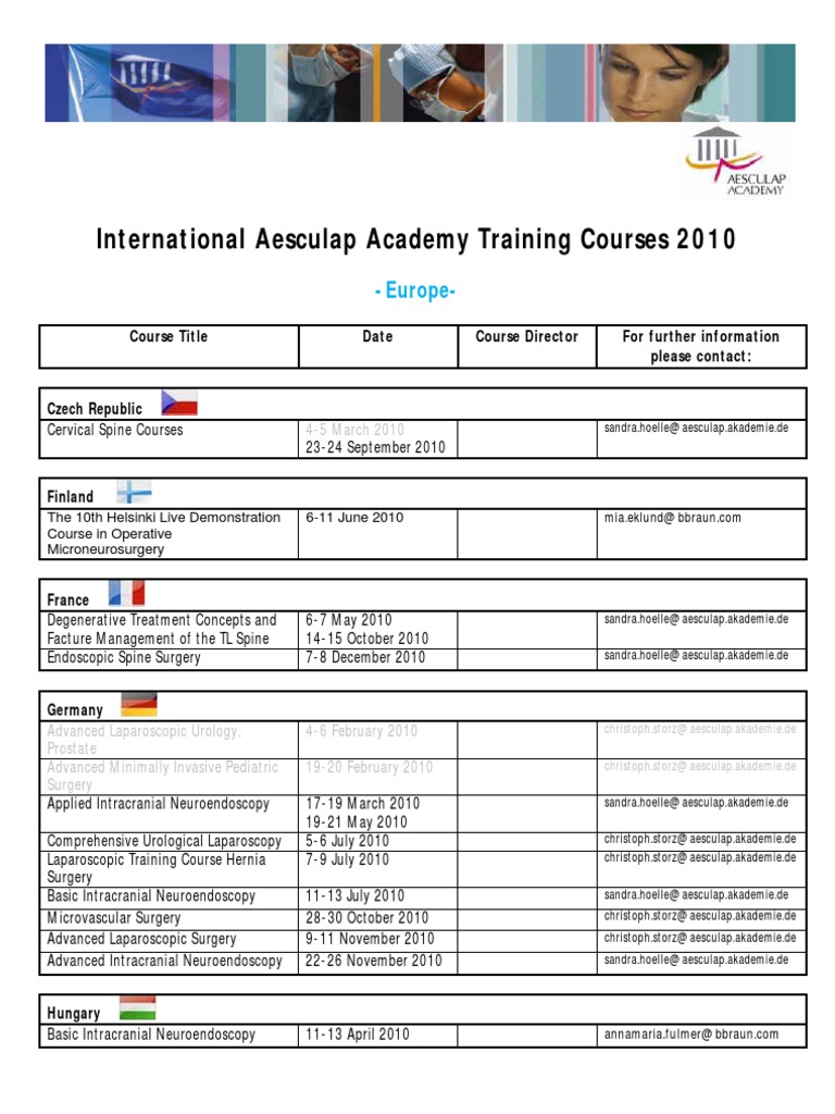 Aesculap Academy English Courses 2010 Stand Jan 2010 | PDF ...