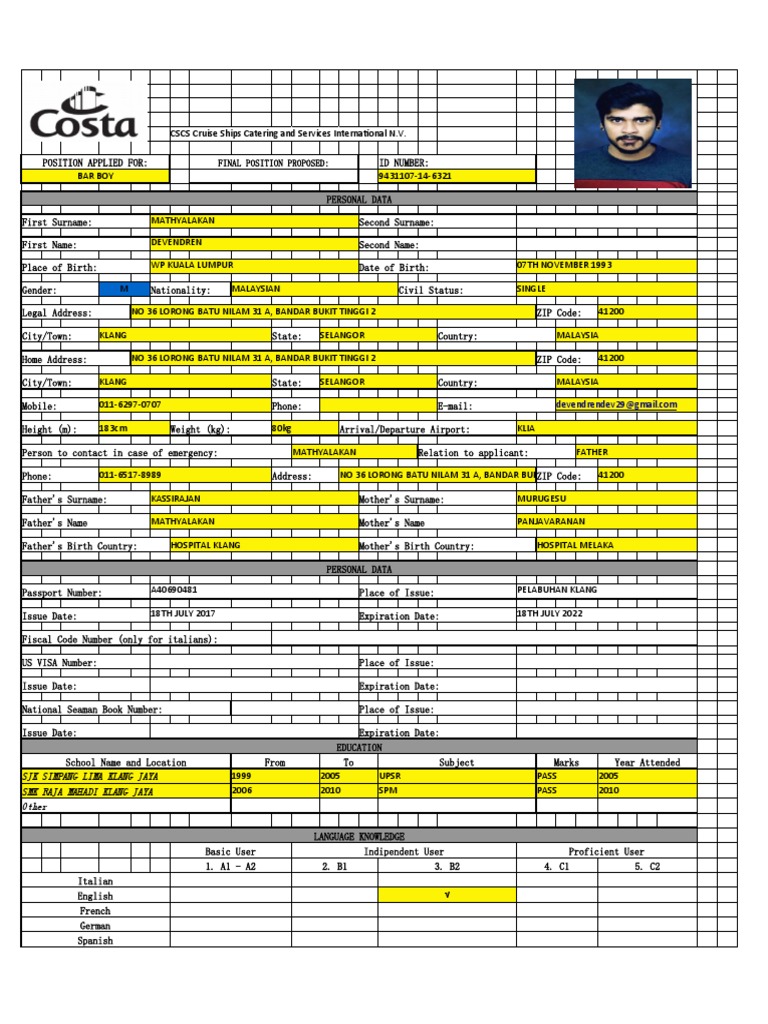 Costa Application Form 2 | PDF | Fluency | Creativity