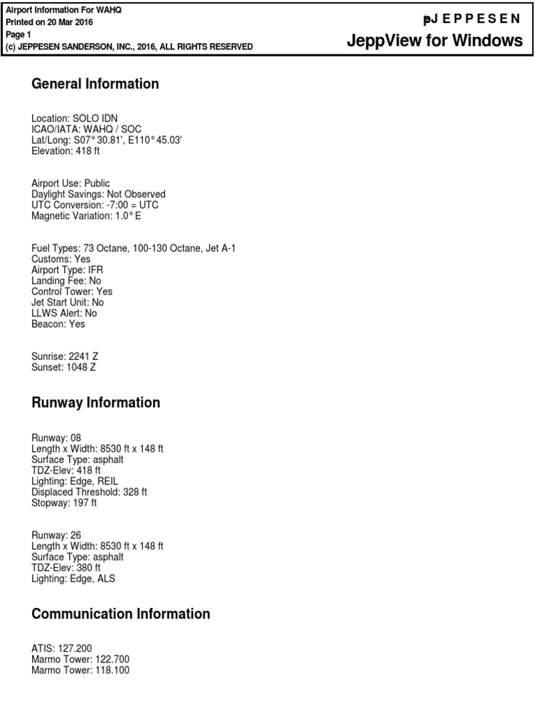 Jeppview For Windows: General Information General Information | PDF | Runway | Airport
