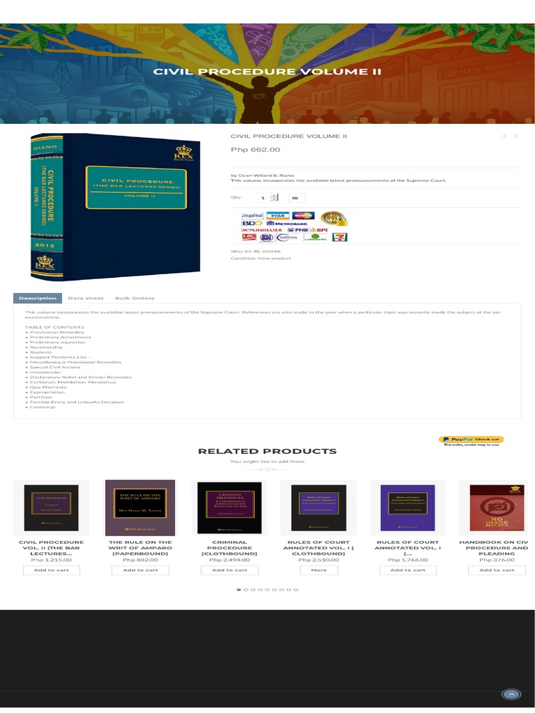 Civil Procedure Vol II by Riano Law Book Remedial PDF | PDF