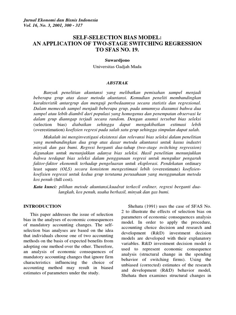 Self-Selection Bias Model PDF | PDF