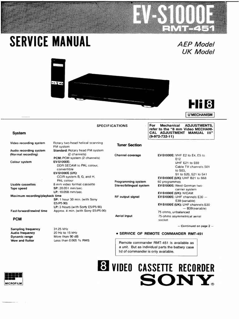Sony EV-S1000E-ENG | PDF
