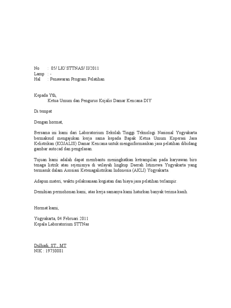 Surat Permohonan Kerja Sama | PDF