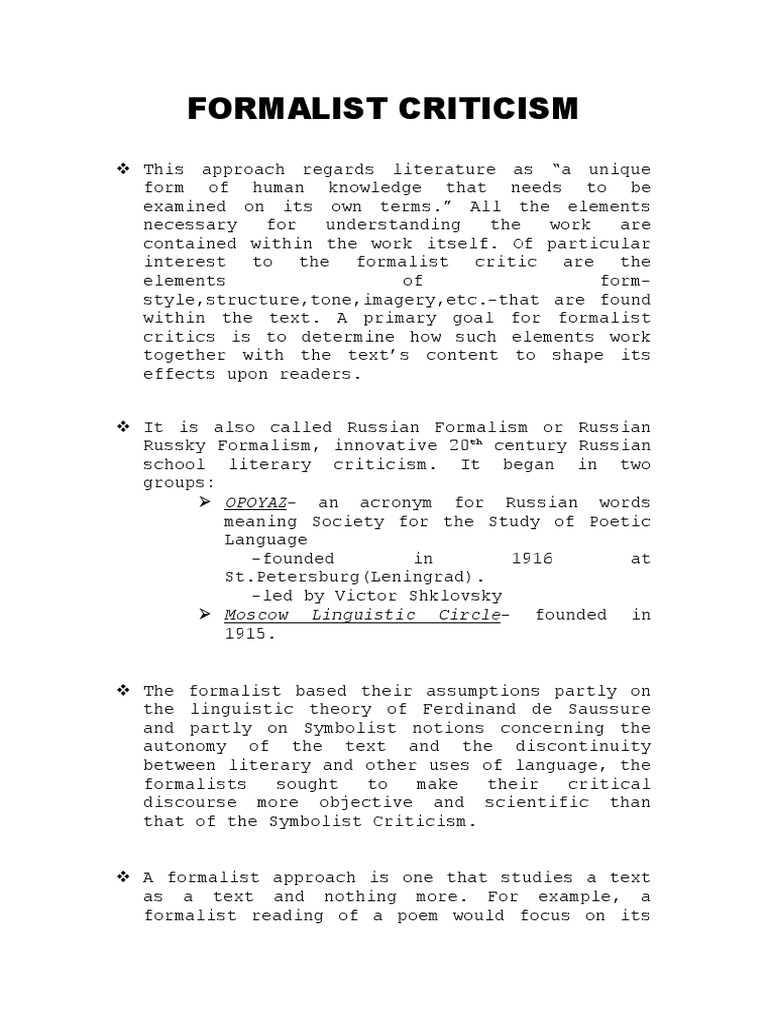Formalist Criticism: - An Acronym For Russian Words | PDF | Human Communication | Epistemology