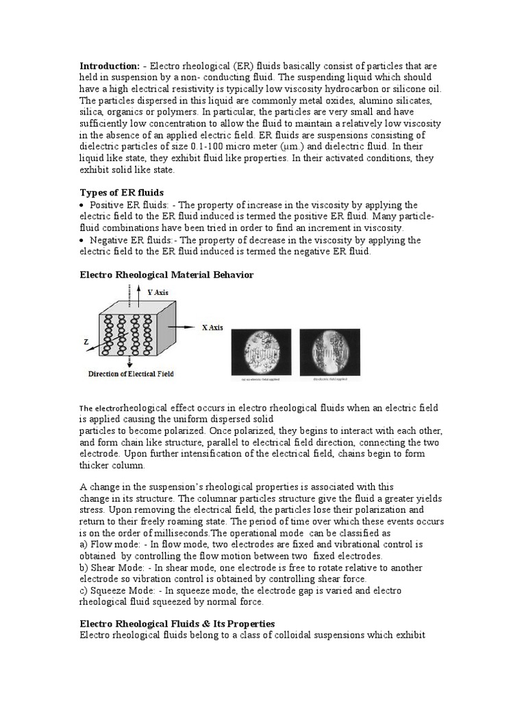 Introduction: - Electro Rheological (ER) Fluids Basically Consist of ...
