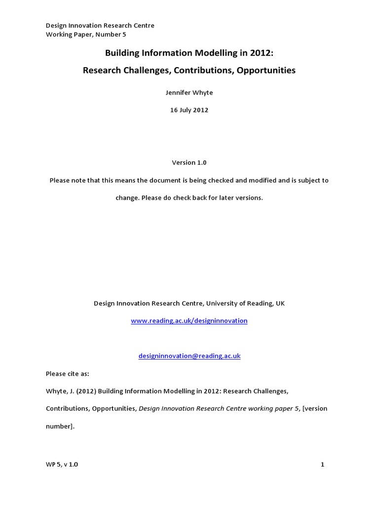 BIM Research Contribution and Challenges | PDF | Building Information ...