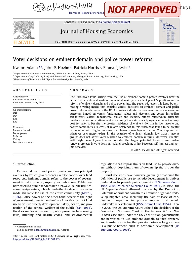 Eminent Domain and Police Power | PDF | Statistics | Regression Analysis