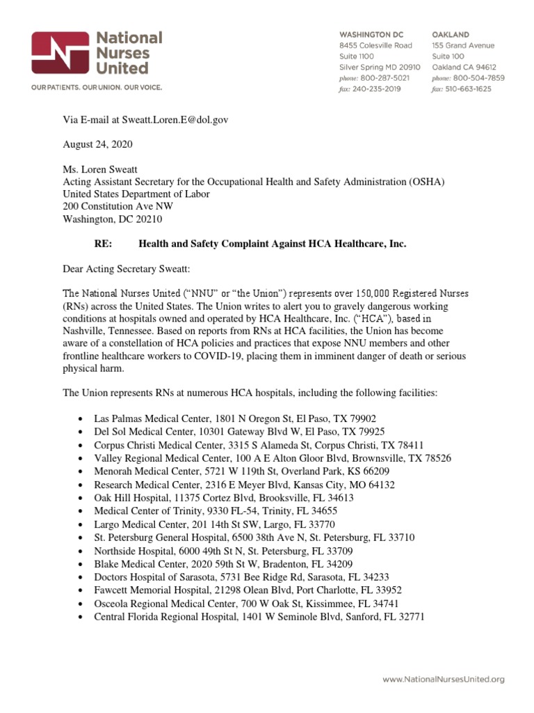 Nnu Osha Complaint | PDF | Occupational Safety And Health ...