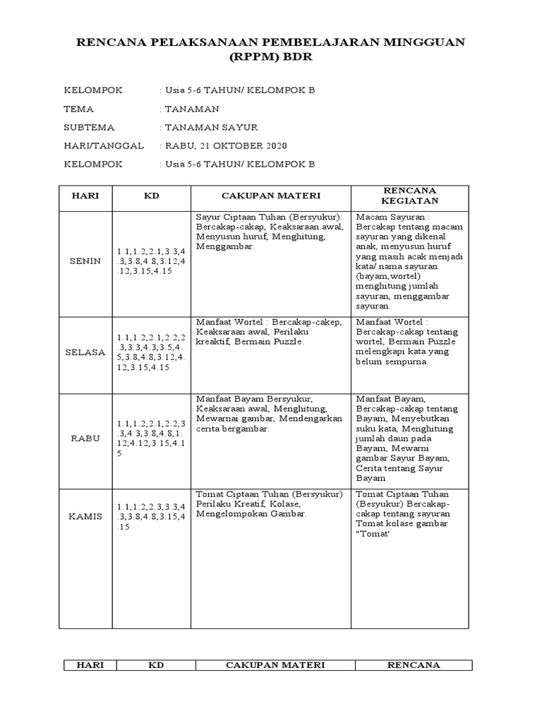Lampiran RPPM RPPH Kel B | PDF