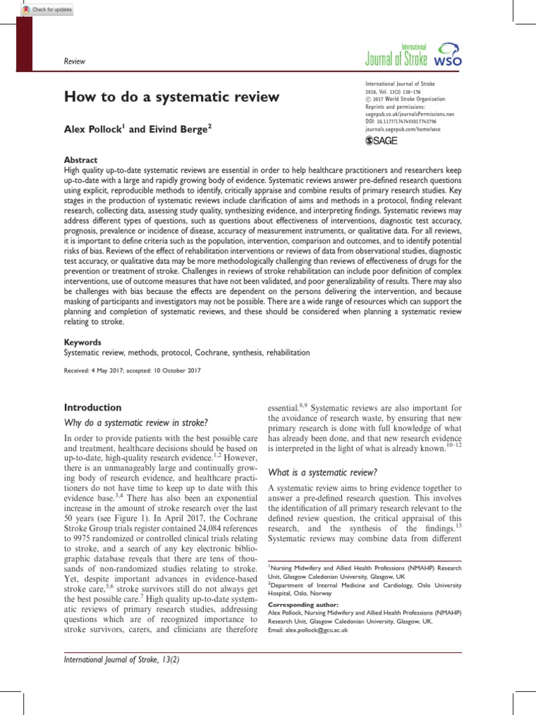 How To Do A Systematic Review | PDF | Systematic Review | Physical Therapy