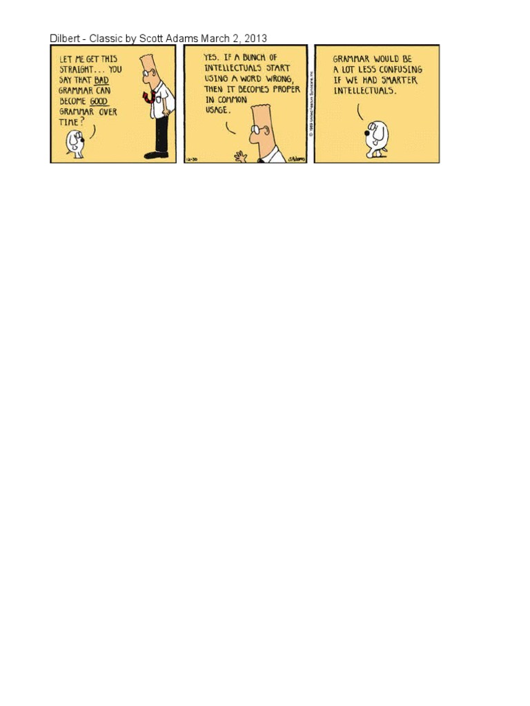 Dilbert - Classic by Scott Adams March 2, 2013 Bad Grammar To Good Gram | PDF