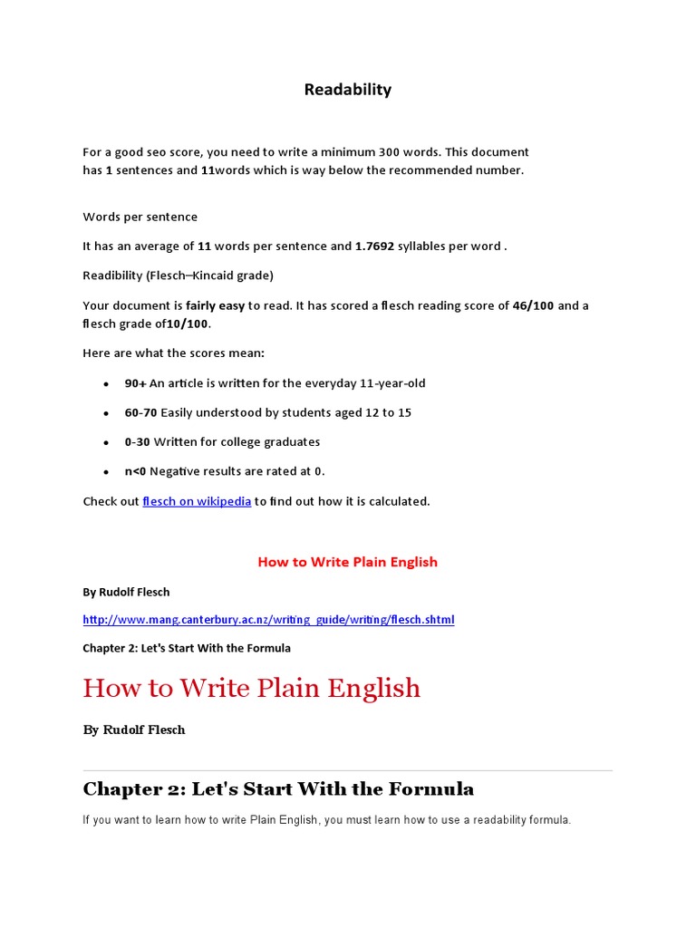 How To Write Plain English: Readability | PDF | Writing | Human ...
