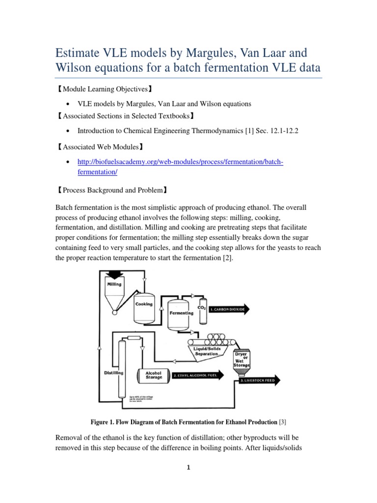 Ch12P1 VLE Models by Margules Van Laar and Wilson Equations | PDF ...