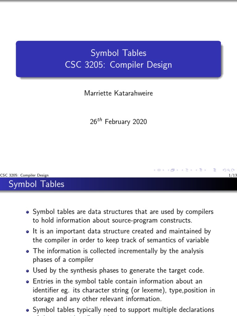 Csc3205 Symbol Table Pdf Scope Computer Science Compiler